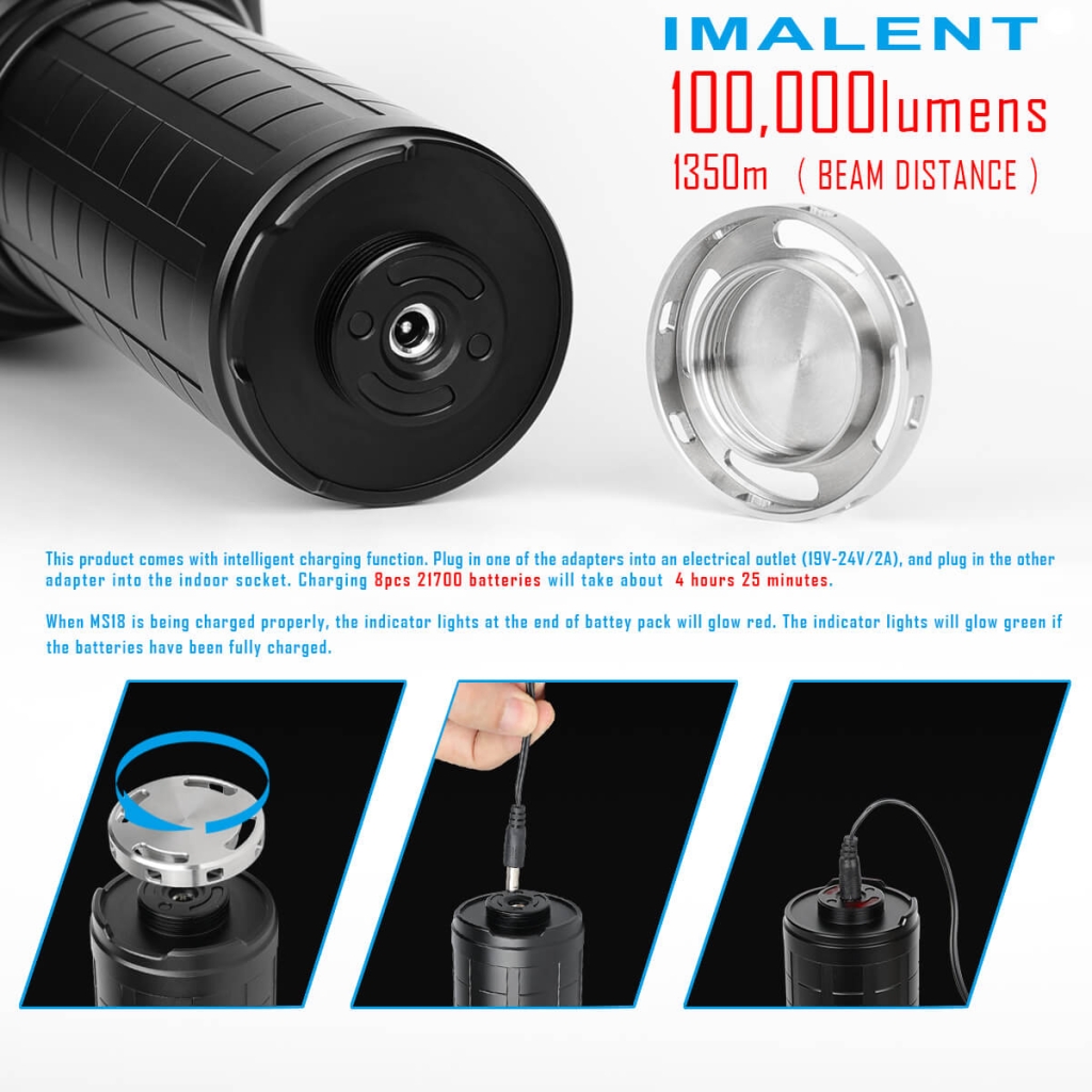 IMALENT MS18 100,000lumens Powerful Flashlight - IMALENT LED Flashlight