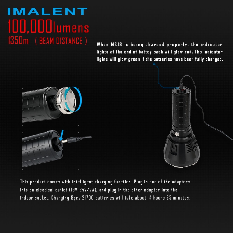 IMALENT MS18 100,000lumens Powerful Flashlight - IMALENT LED Flashlight